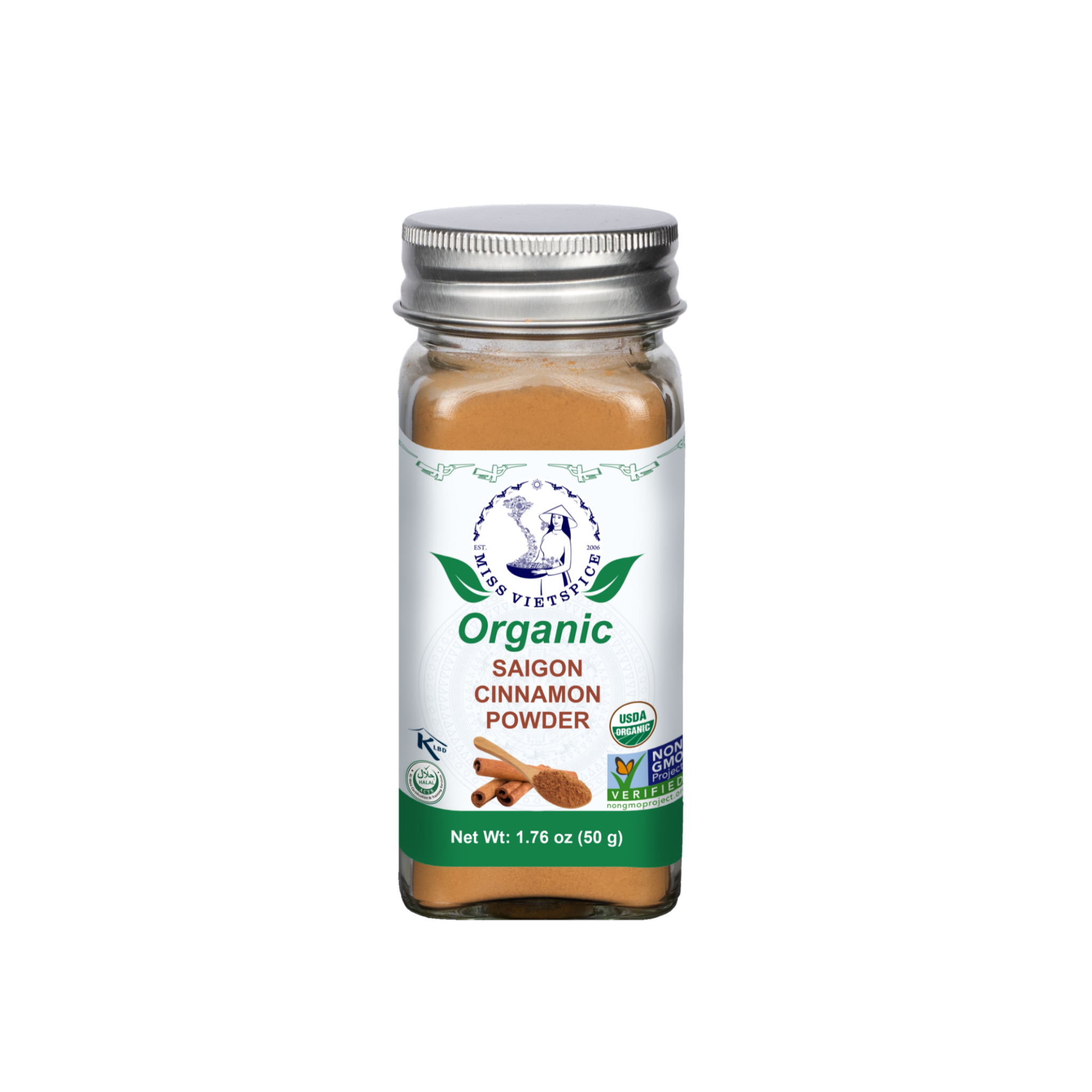 Organic Cinnamon Powder / Jar 50g / Retail Packaging